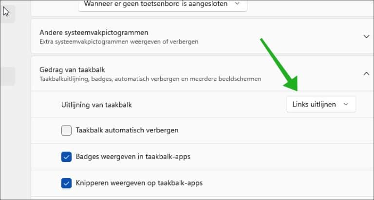 Taakbalk met meerdere rijen onder elkaar in Windows 11