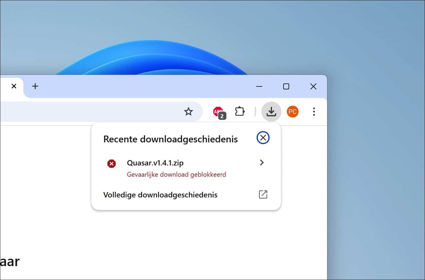 Google Chrome blokkeert downloads uitschakelen