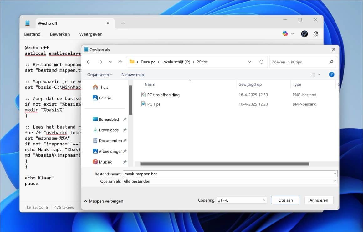 Meerdere mappen aanmaken in Windows