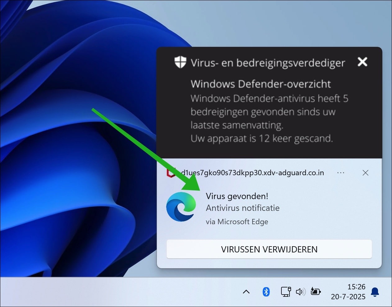 Virus gevonden melding verwijderen