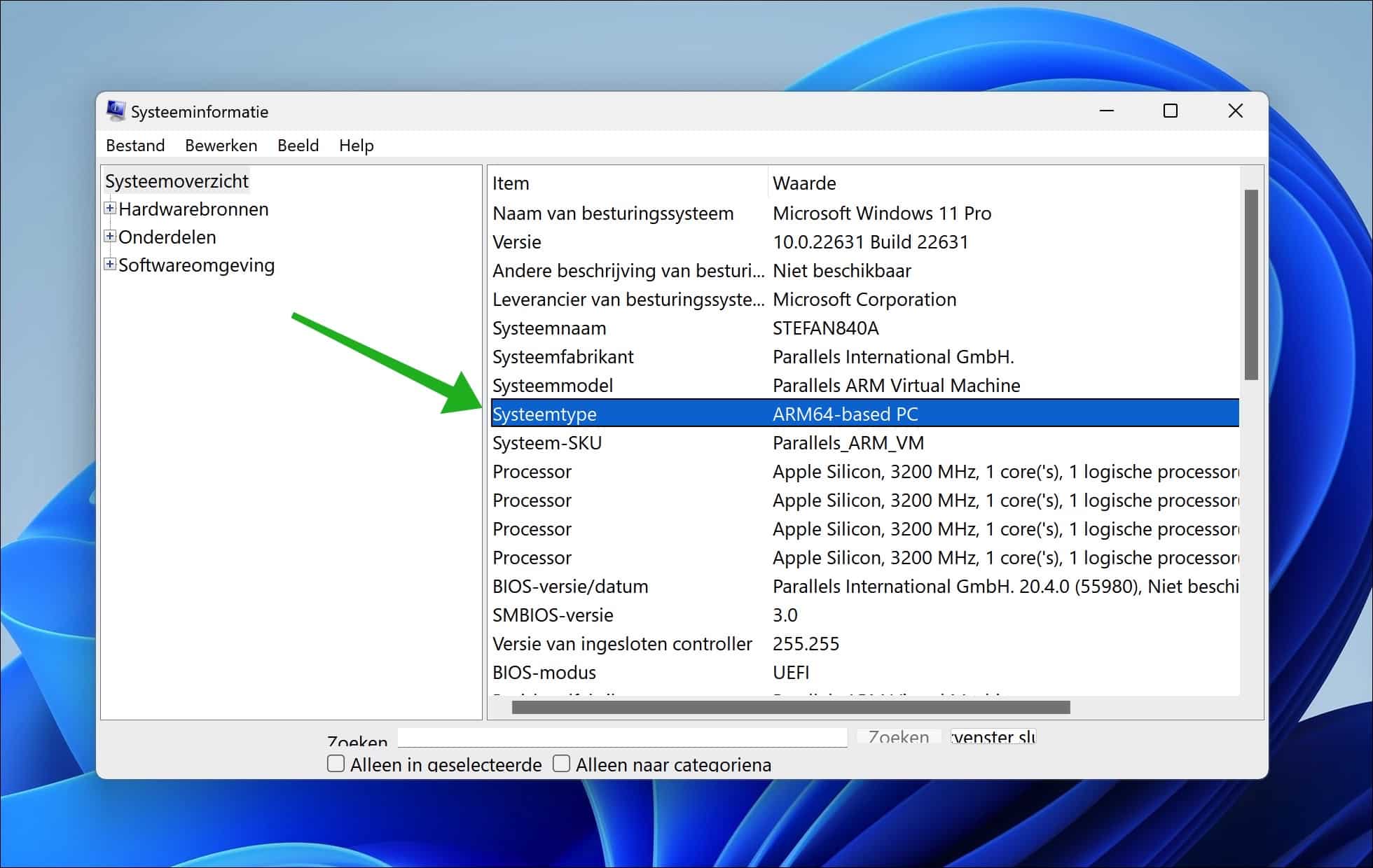 Controleer of de processor ARM64 of x64 is