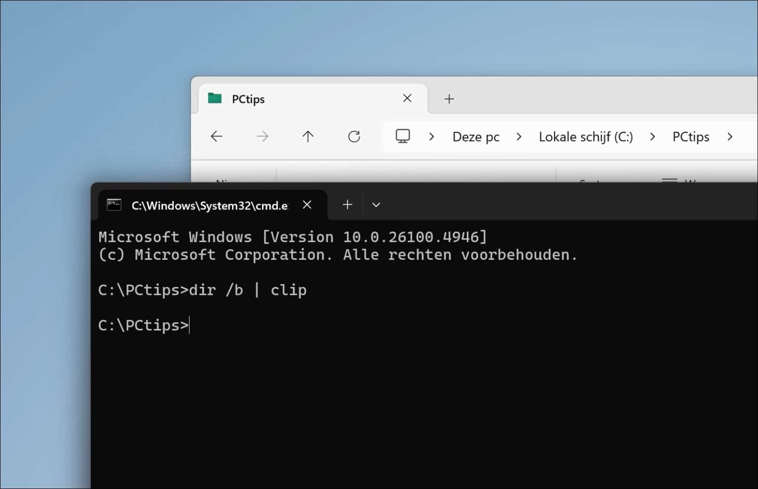 Bestanden en mappen kopiëren naar het klembord