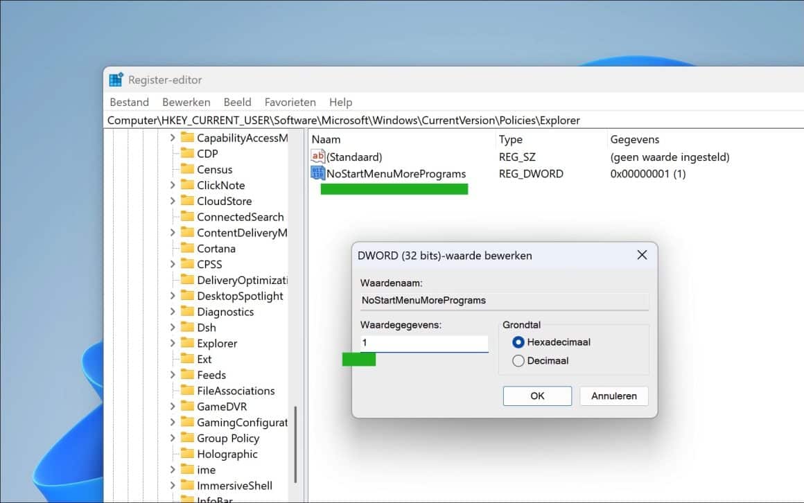 Verberg de lijst met Alle Apps in het Startmenu van Windows 11